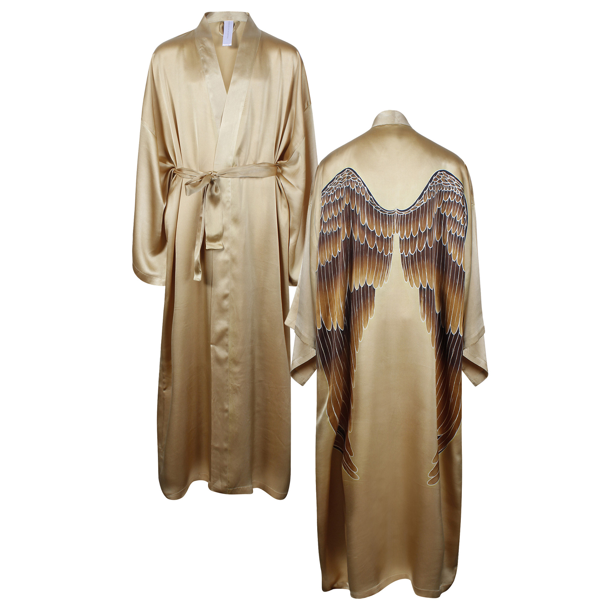 Warriors of the Divine Girls Silk Angel Wings Robe in Beige ...