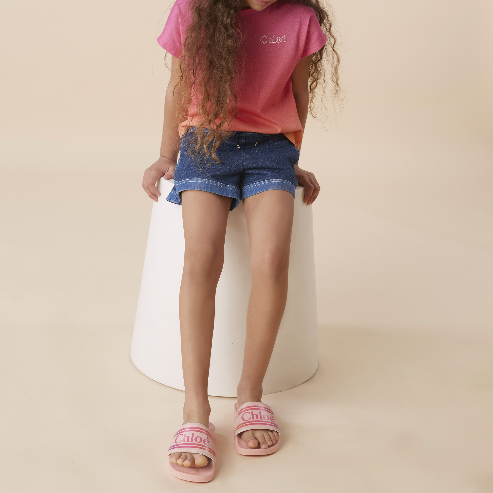 Chloe Girls Slide Sandals In Soft Pink Bambinifashioncom