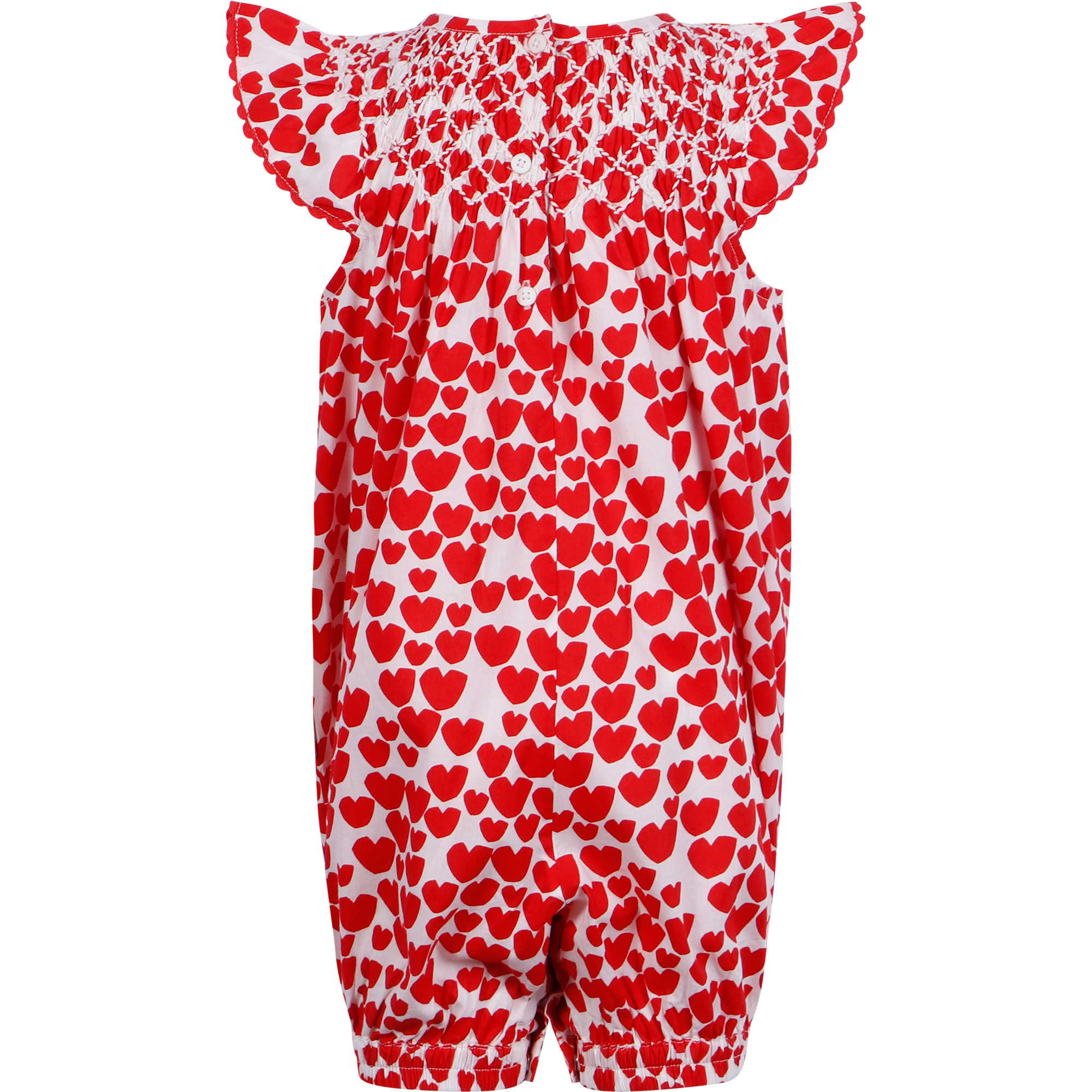 Stella McCartney Heart Print Overalls in White and Red | BAMBINIFASHION.COM
