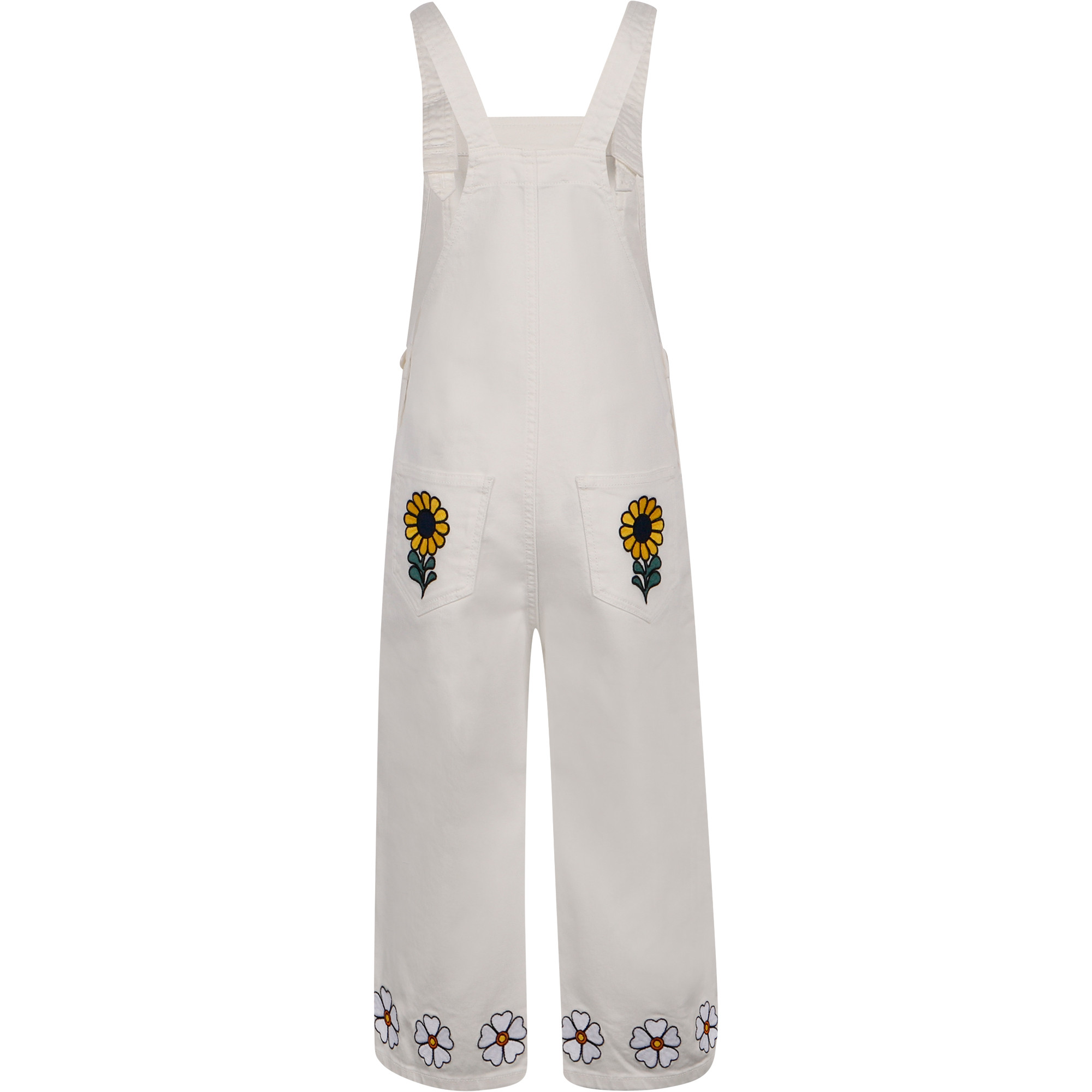 Stella McCartney Floral Embroidery Overalls in White | BAMBINIFASHION.COM