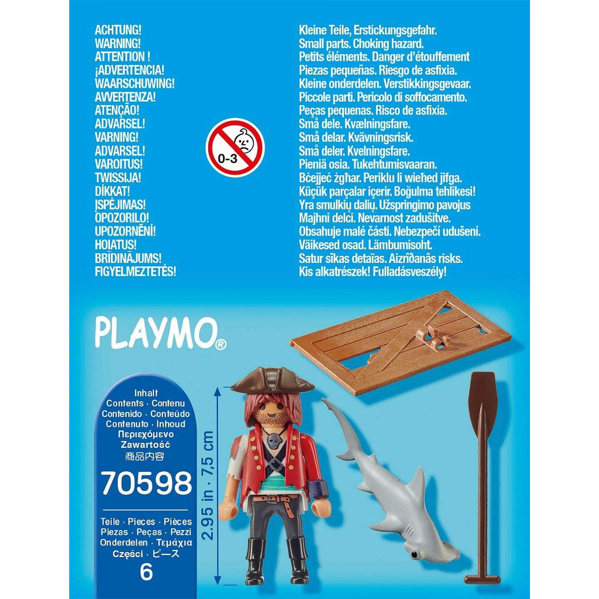 Playmobil Pirate on Raft and Hammerhead Shark Figurines Set ...