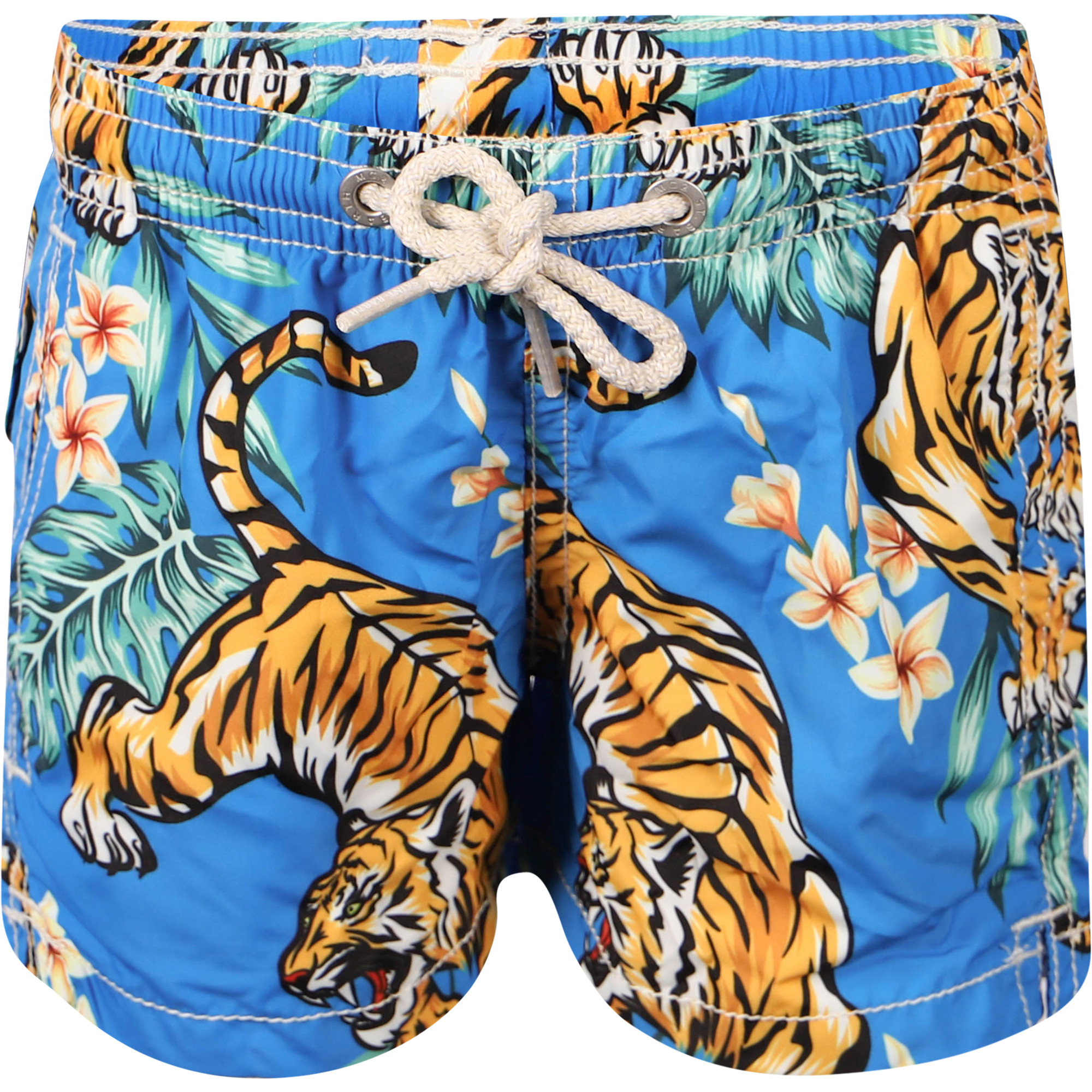 MC2 Saint Barth Tigers Print Logo Foldable Swimming Trunks in Blue ...