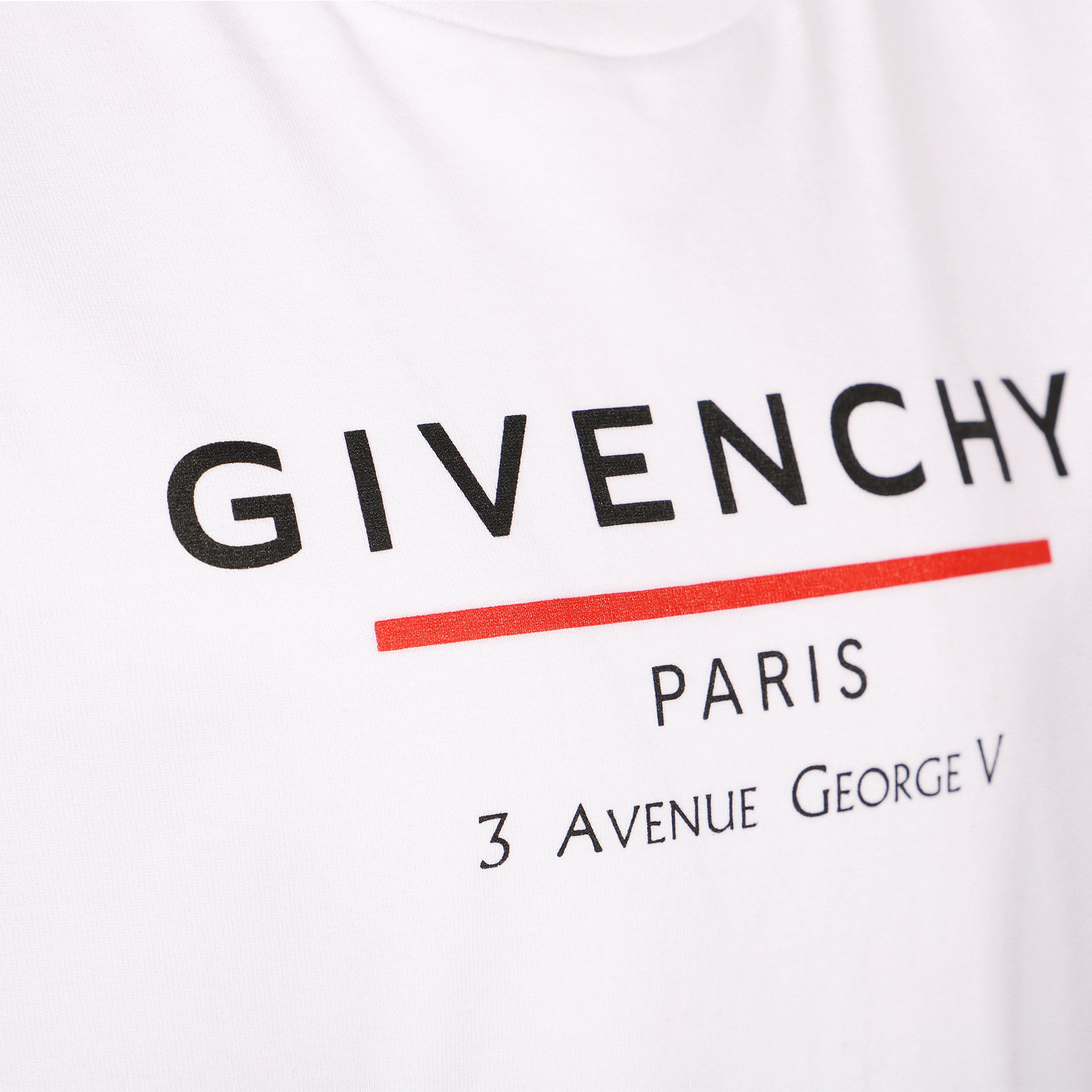 Givenchy Paris 3 Avenue George V Logo T-Shirt in White — BAMBINIFASHION.COM