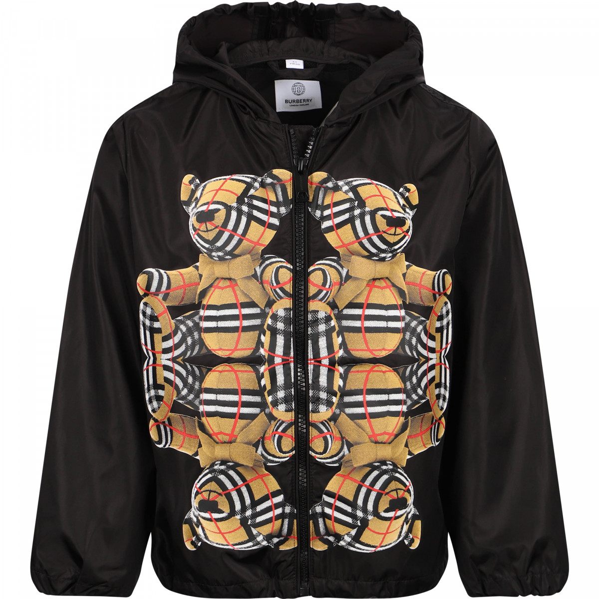 Burberry Vintage Check Teddies Logo Windbreaker In Black 