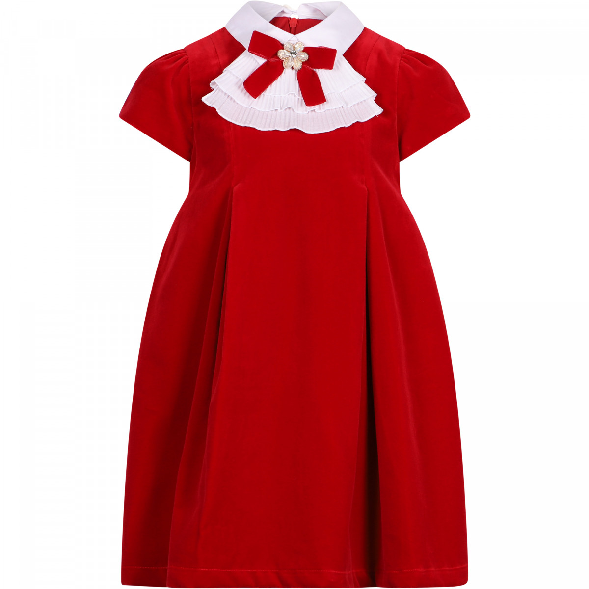 Balloon Chic Bow Detailing Velvet Dress In Red BAMBINIFASHION COM balloon-chic-bow-detailing-velvet-dress-in-red-bambinifashion-com
