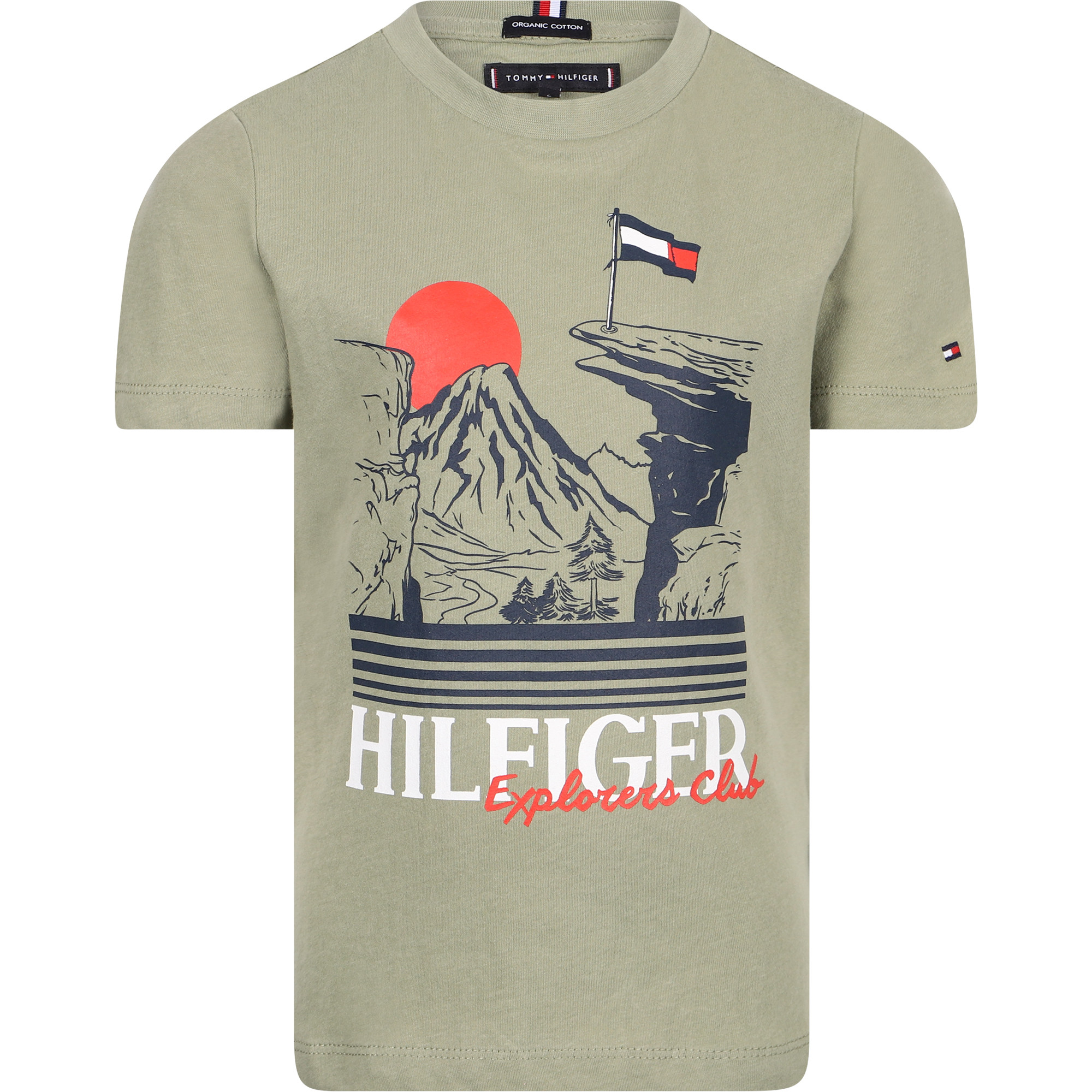 Tommy Hilfiger Explorers Club Logo T-Shirt in Sage Green ...