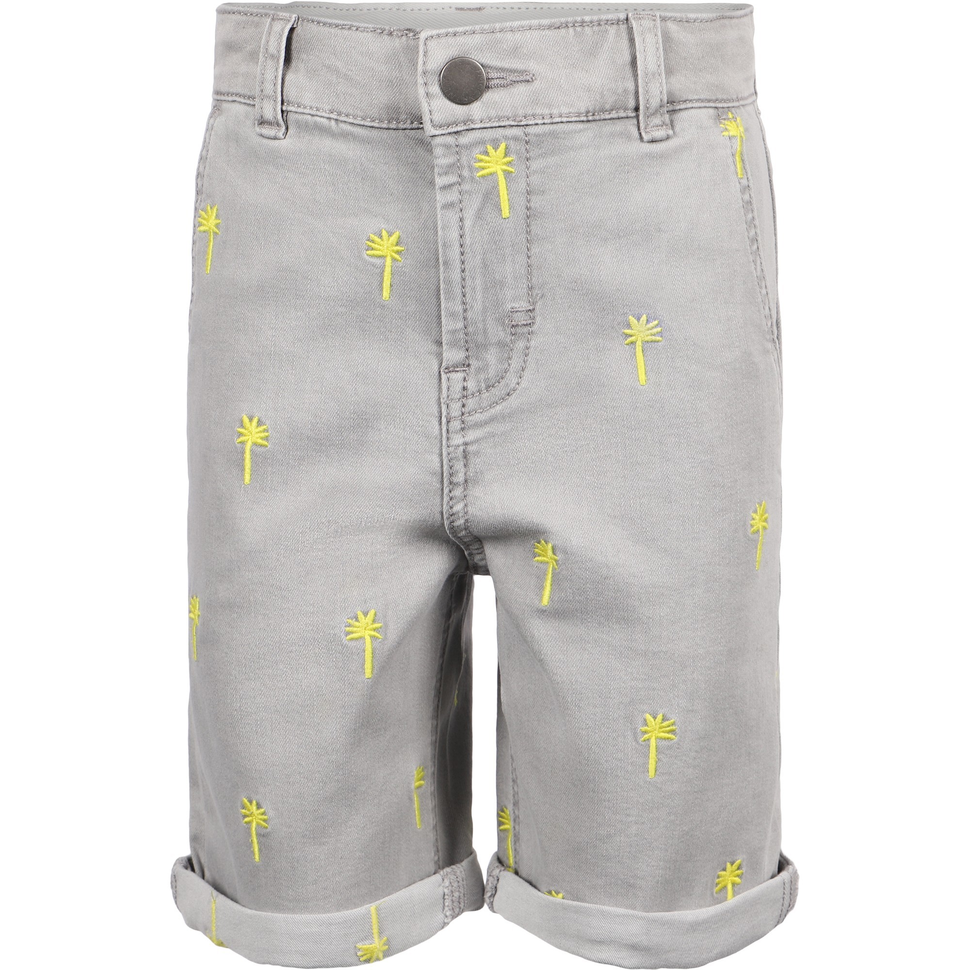 Stella Mccartney Embroidered Palms Denim Shorts In Grey