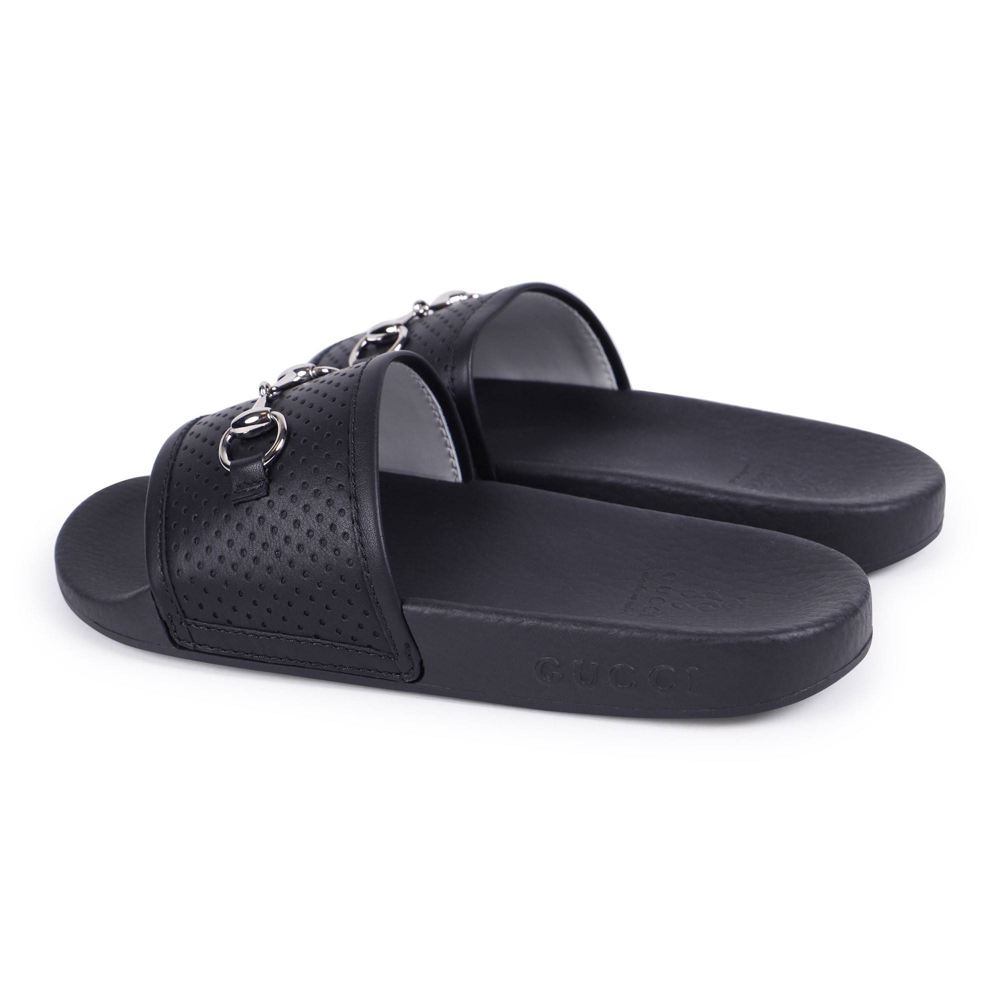 Gucci Snaffle Bit Slide Sandal in Black — BAMBINIFASHION.COM